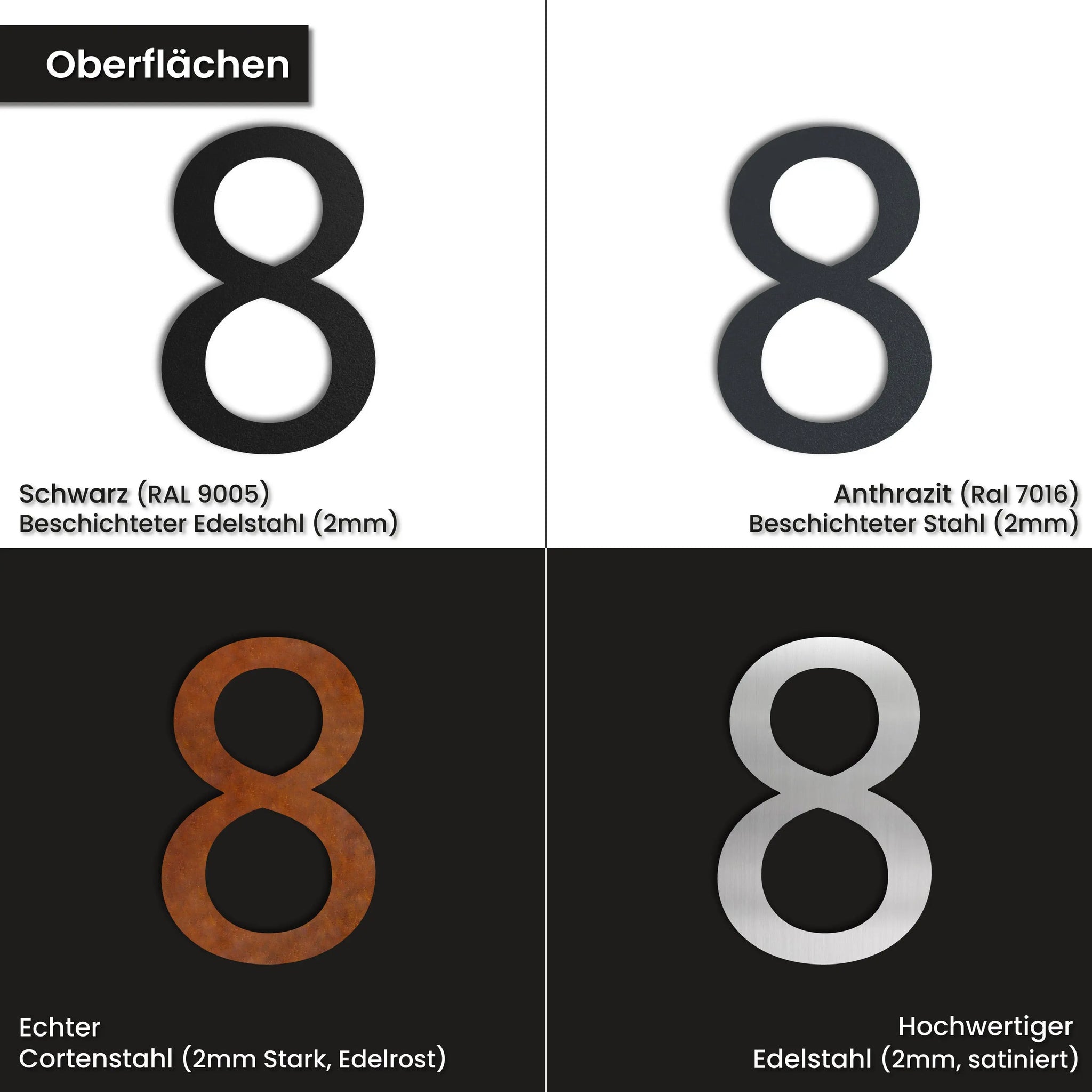 Moderne Hausnummer aus Edelstahl & Anthrazit | Exklusive Designs ...